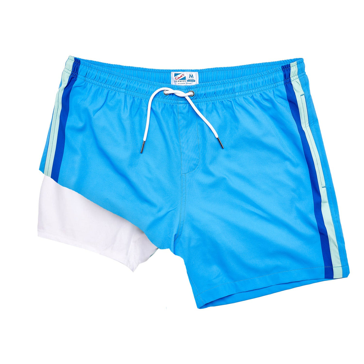 Light blue swim trunks with compression liner – Bermies