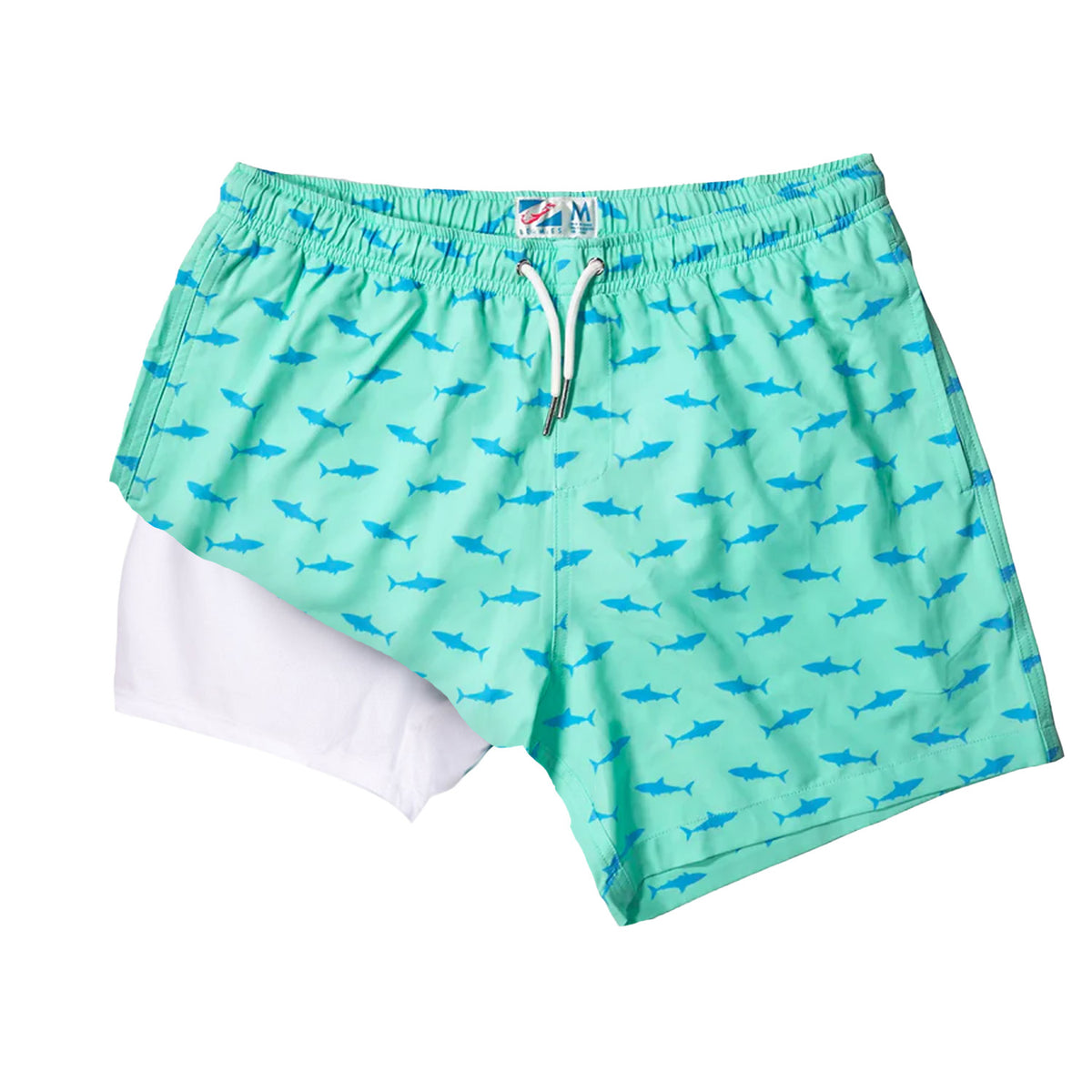 Lined Men Swim Trunks with Sharks – Bermies