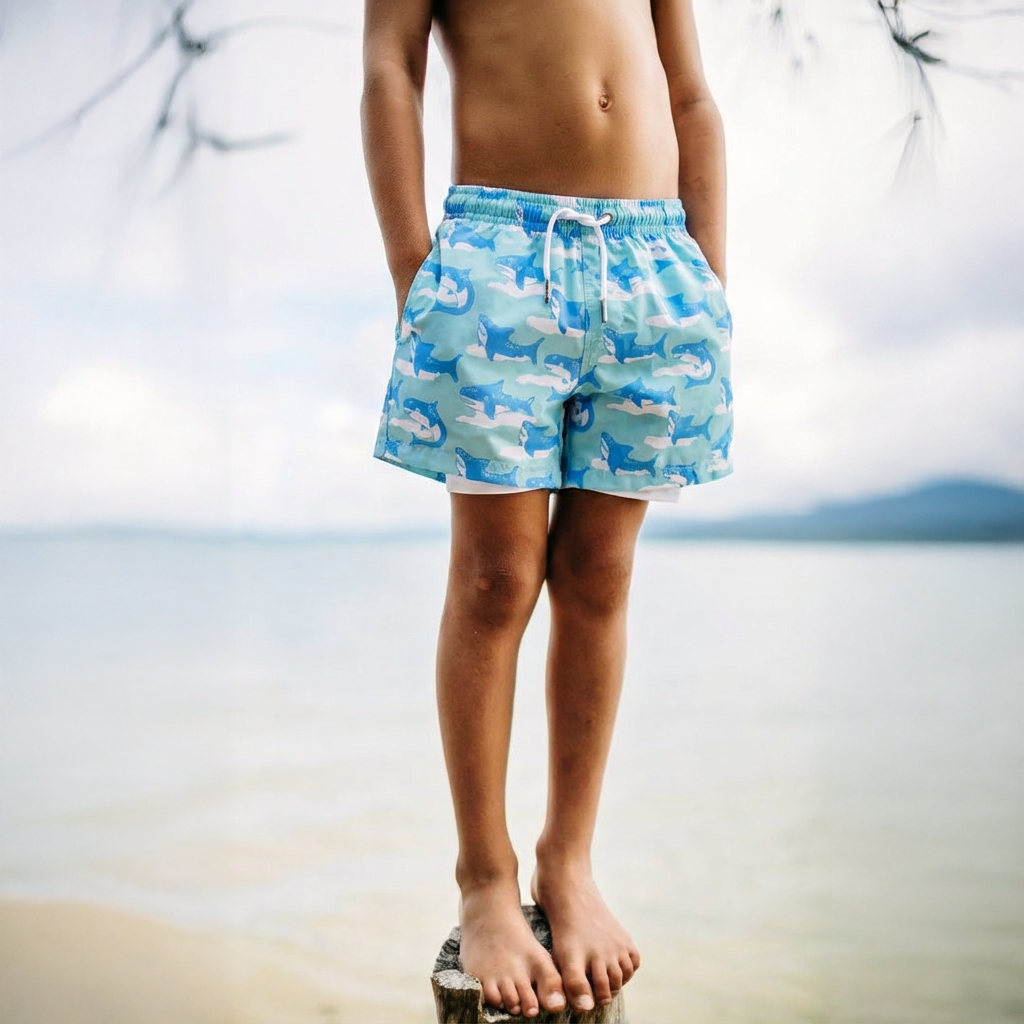 Boys Shark Swim Trunks with Liner – Bermies