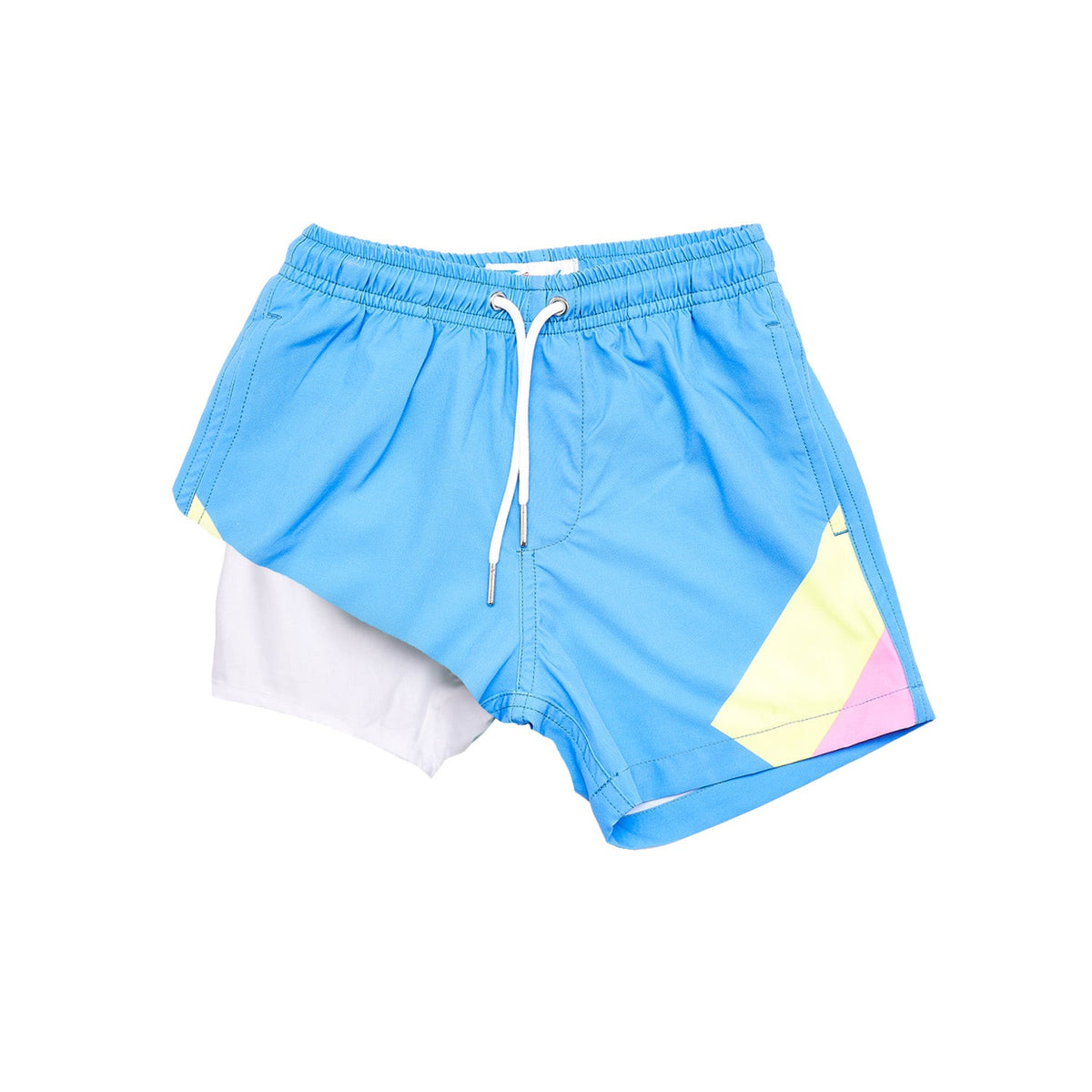 Boys Light Blue Swim Trunks with Compression Liner – Bermies