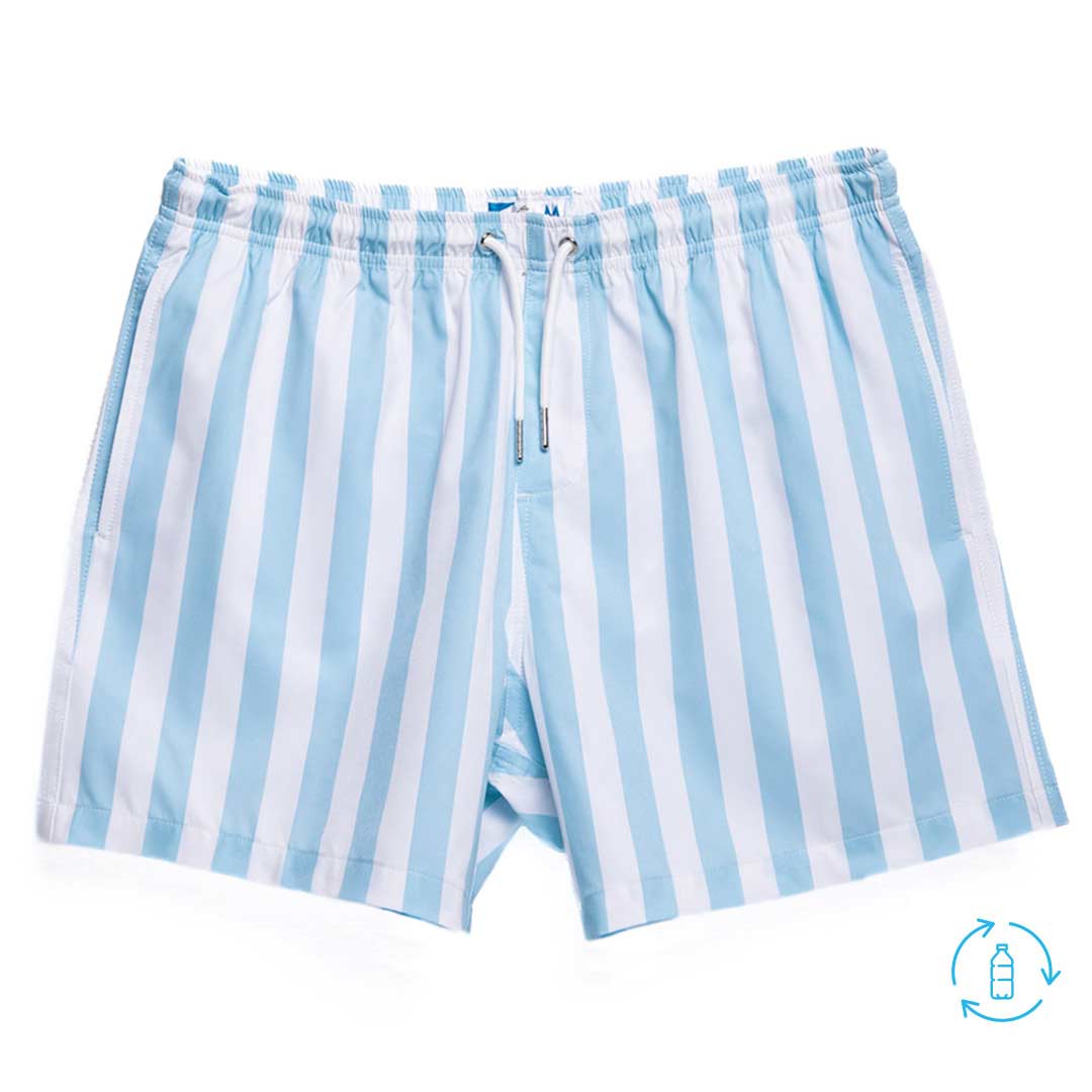Blue and White Striped Swim Trunks – Bermies